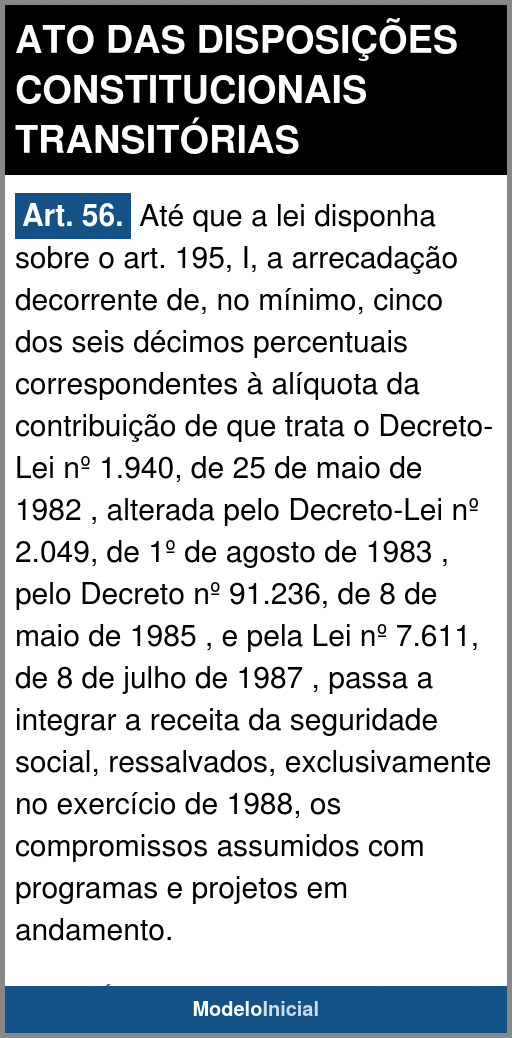 Artigo 56 - ADCT / 1988