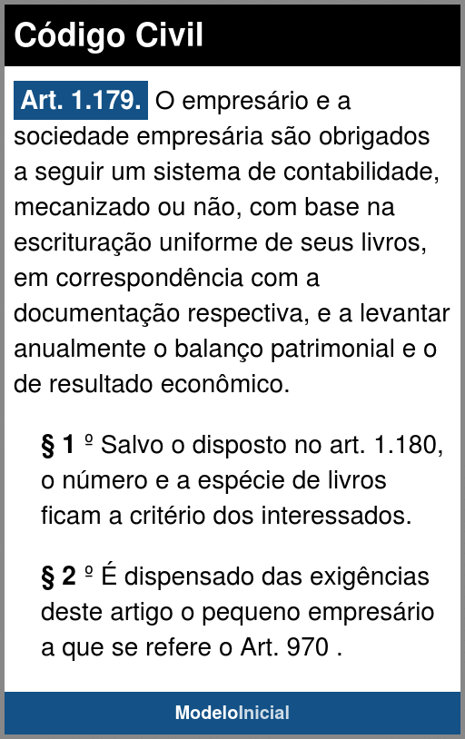 Artigo 1.179 - Código Civil / 2002