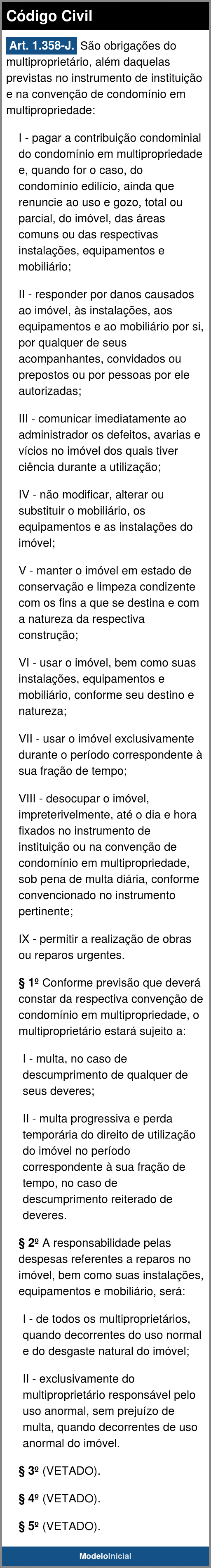 Artigo 1.358-J - Código Civil / 2002