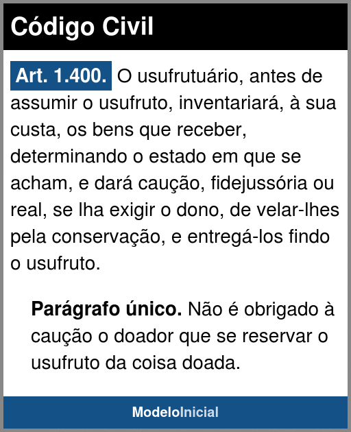 Artigo 1.400 - Código Civil / 2002