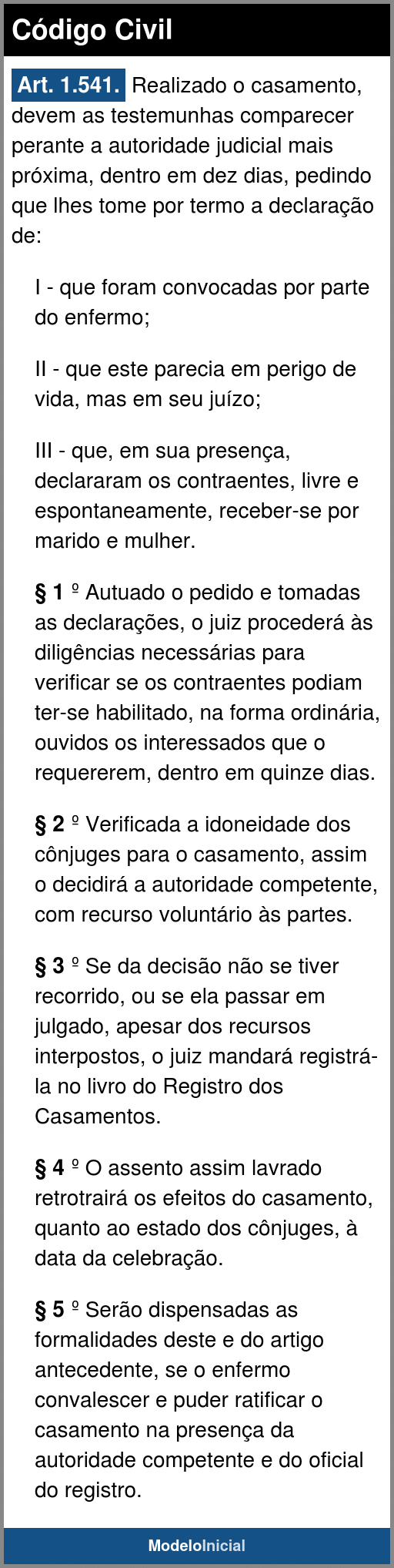 Artigo 1.541 - Código Civil / 2002