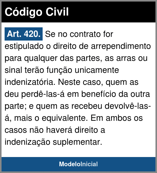Artigo 420 - Código Civil / 2002
