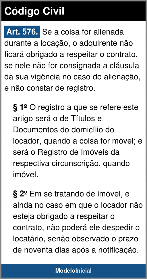 Artigo 576 - Código Civil / 2002