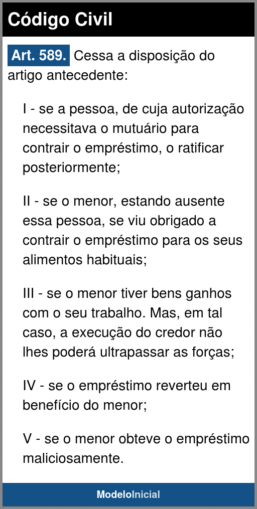 Artigo 589 - Código Civil / 2002
