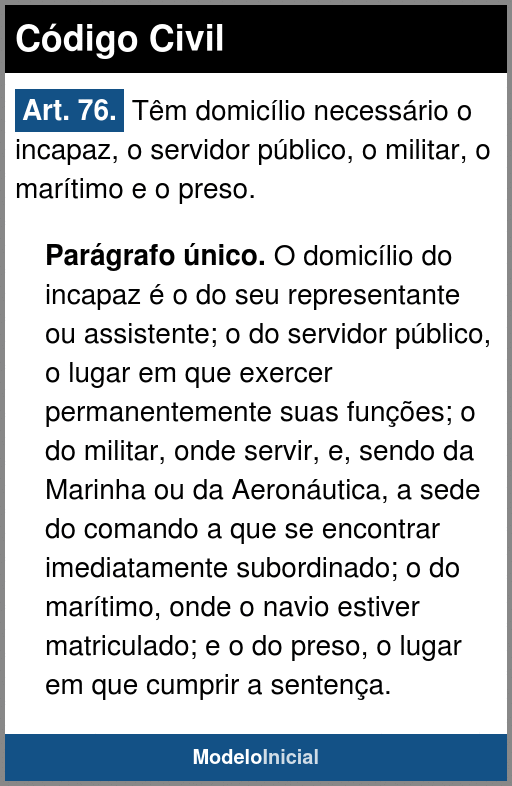 Artigo 76 - Código Civil / 2002