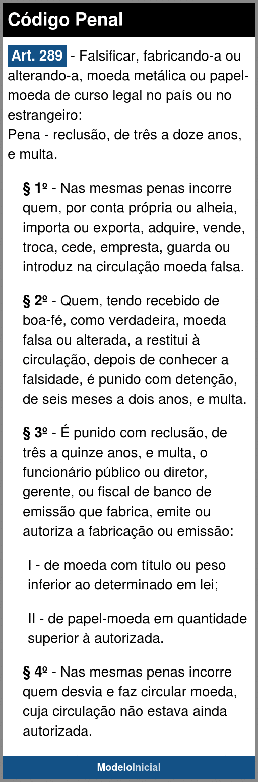 Artigo 289 - Código Penal / 1940