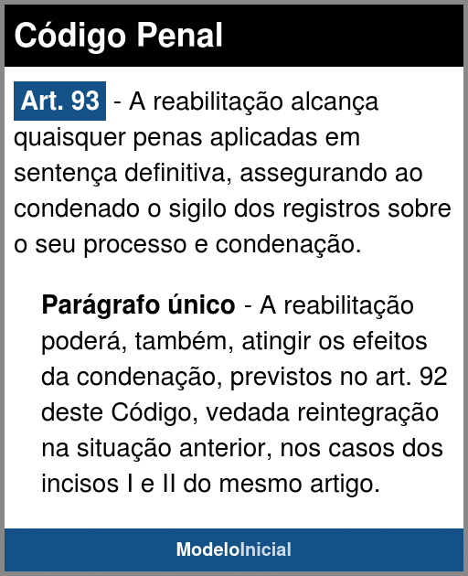 Artigo 93 - Código Penal / 1940