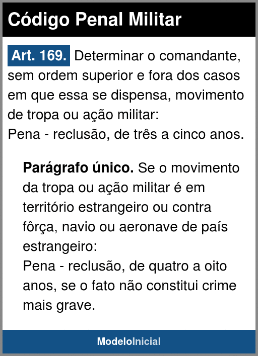 Artigo 169 - CPM / 1969