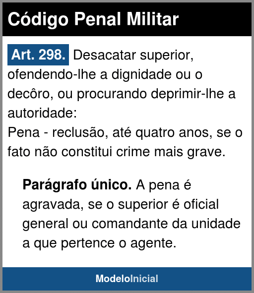 Artigo 298 - CPM / 1969