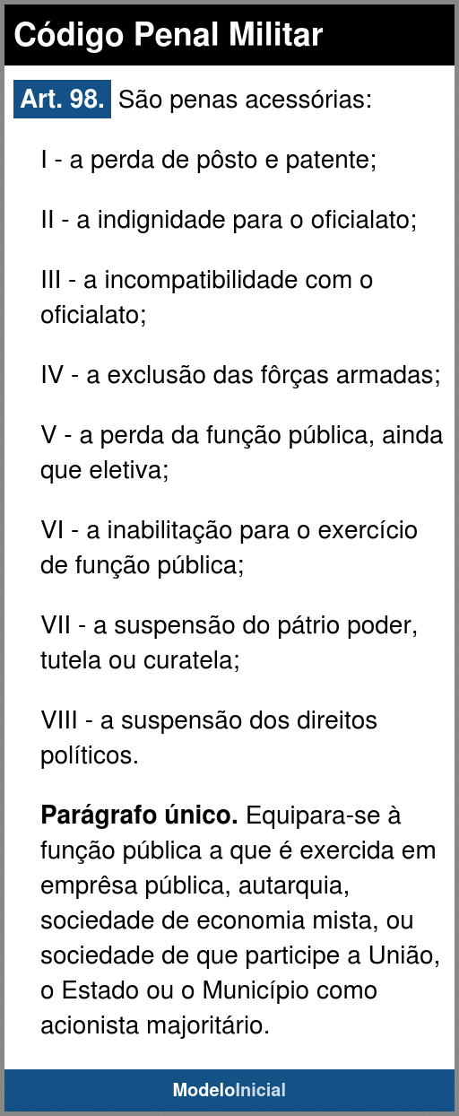 Artigo 98 - CPM / 1969