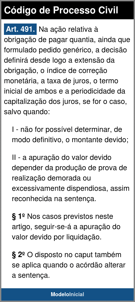 Artigo 491 - CPC / 2015