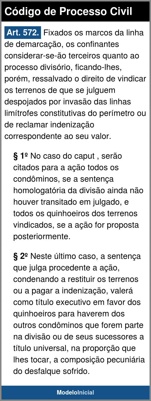 Artigo 572 - CPC / 2015