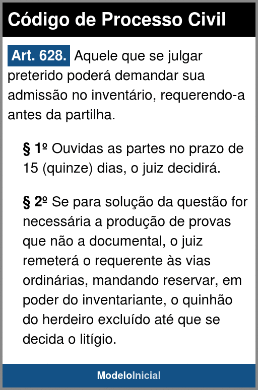 Artigo 628 - CPC / 2015
