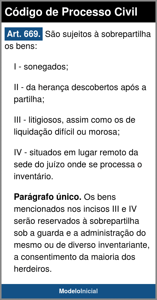 Artigo 669 - CPC / 2015