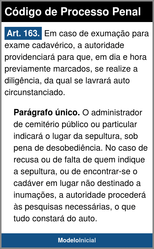 Artigo 163 - CPP / 1941