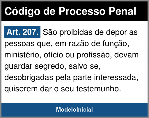Artigo 207 - CPP / 1941