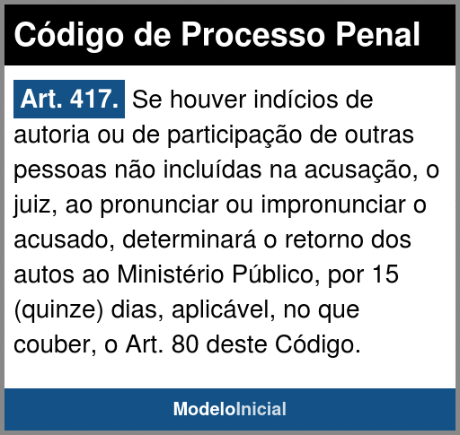 Artigo 417 - CPP / 1941