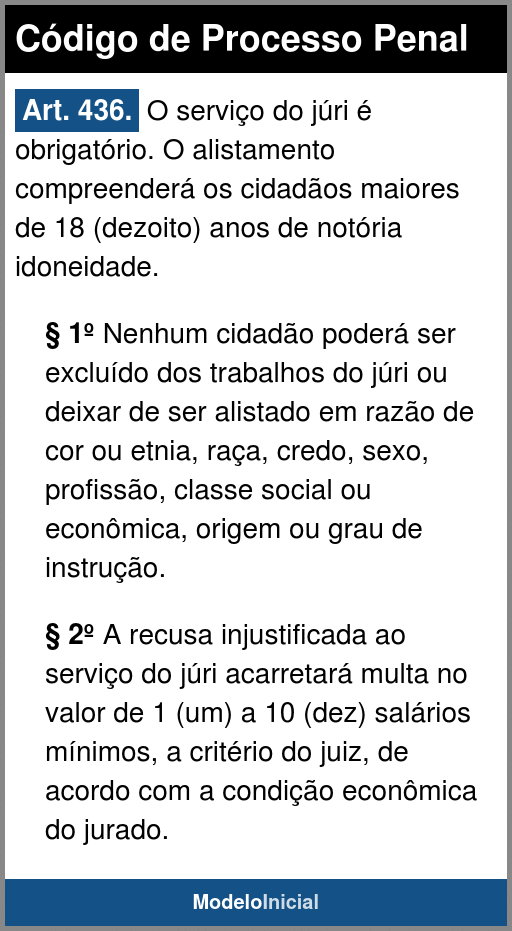 Artigo 436 - CPP / 1941