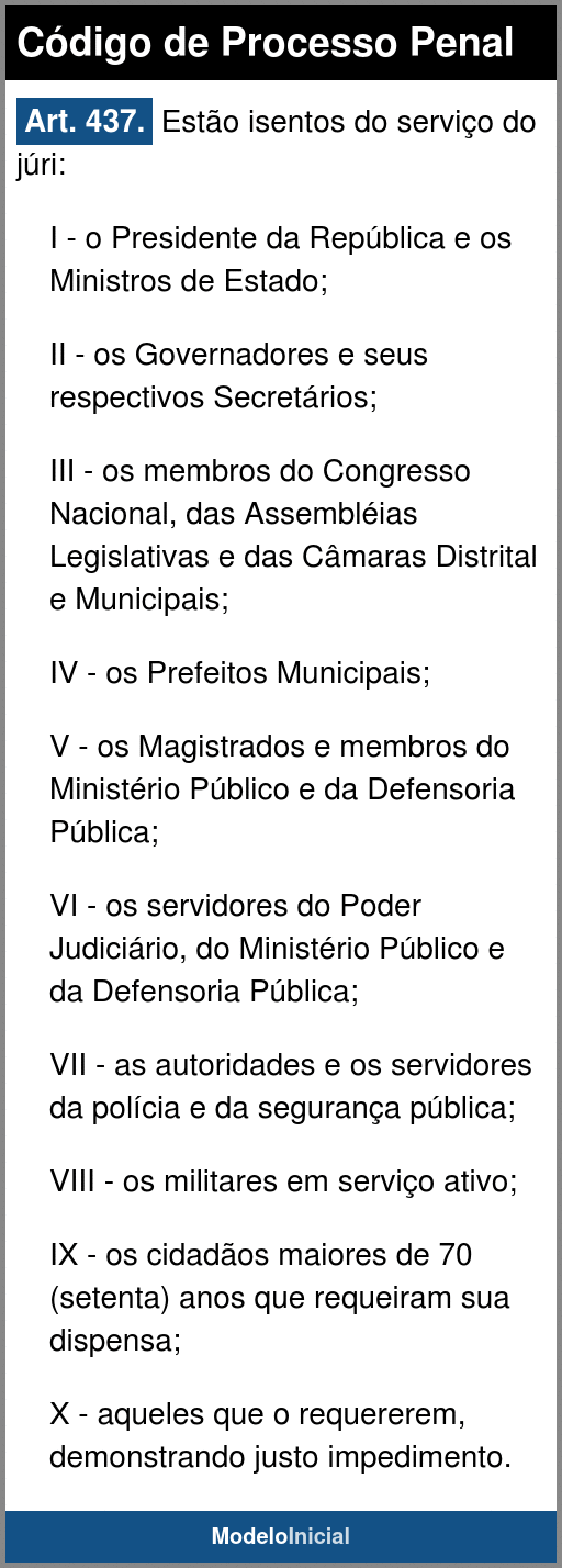 Artigo 437 - CPP / 1941