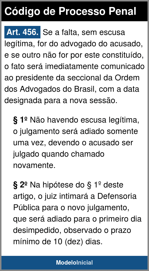 Artigo 456 - CPP / 1941
