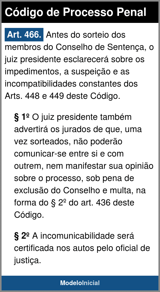 Artigo 466 - CPP / 1941