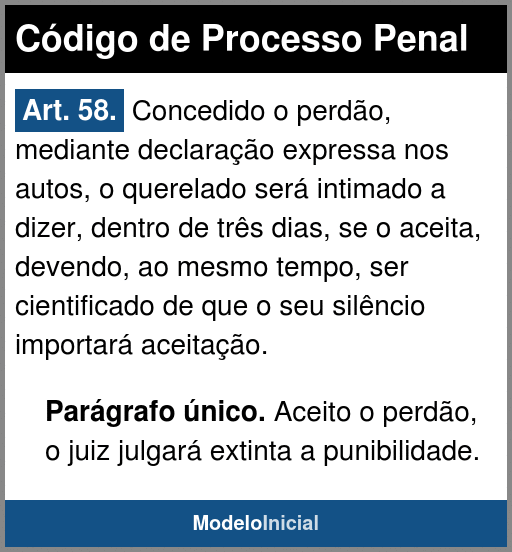 Artigo 58 - CPP / 1941
