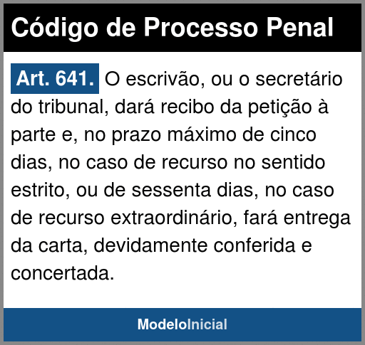 Artigo 641 - CPP / 1941