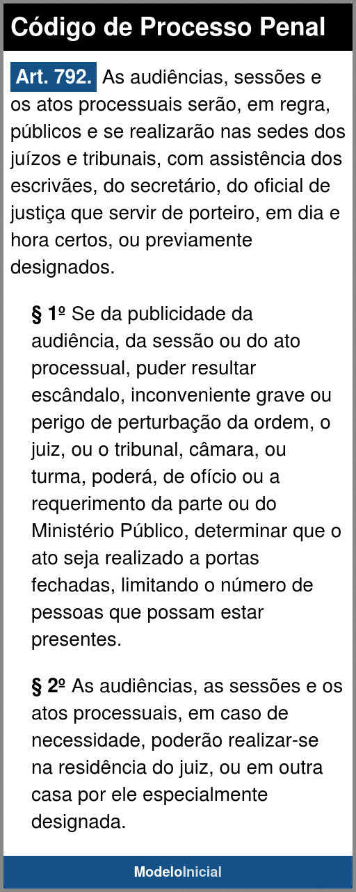 Artigo 792 - CPP / 1941