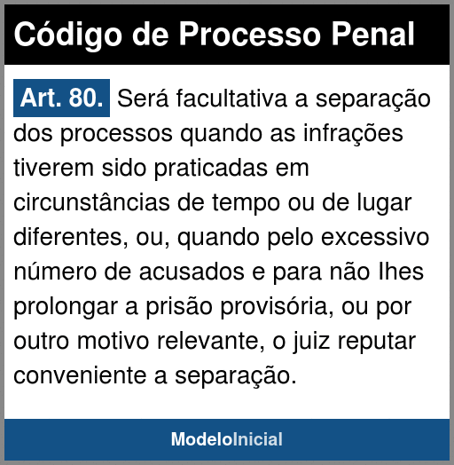 Artigo 80 - CPP / 1941