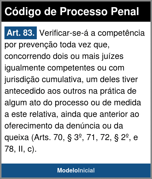 Artigo 83 - CPP / 1941