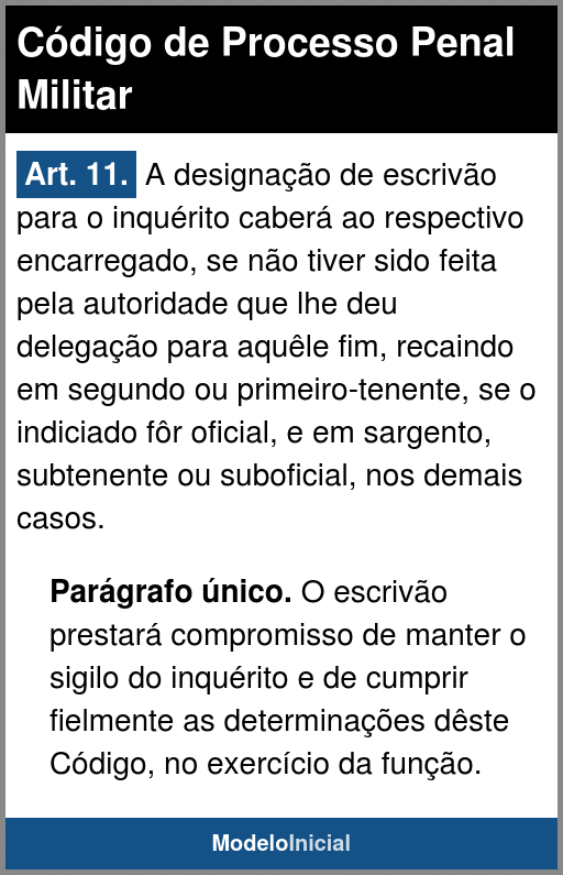 Artigo 11 - CPPM / 1969