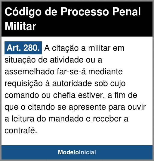 Artigo 280 - CPPM / 1969