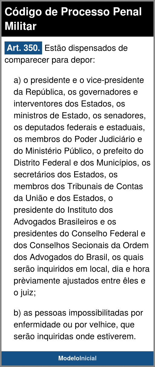 Artigo 350 - CPPM / 1969