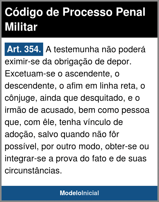 Artigo 354 - CPPM / 1969