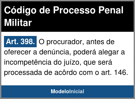 Artigo 398 - CPPM / 1969