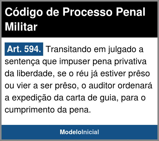 Artigo 594 - CPPM / 1969