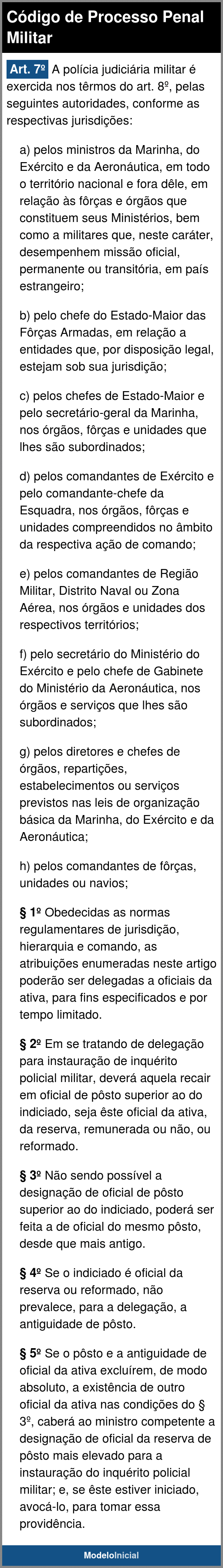 Artigo 7 - CPPM / 1969