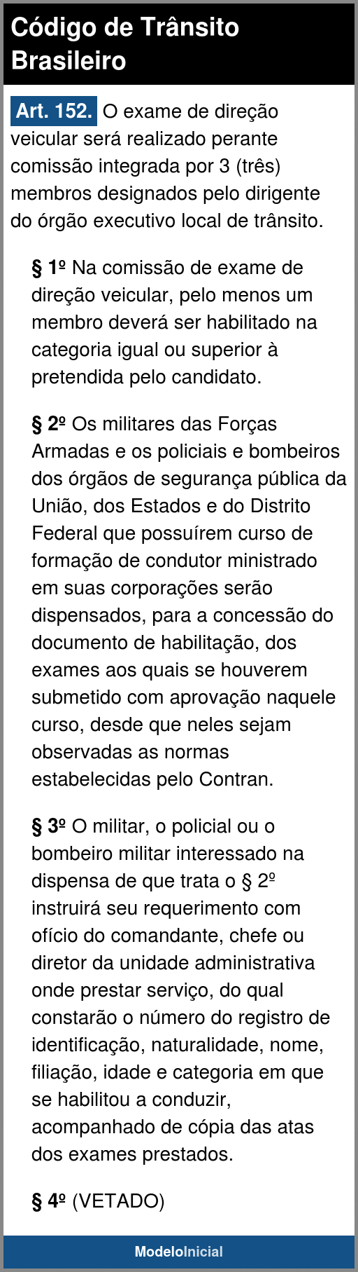 Artigo 152 - CTB / 1997