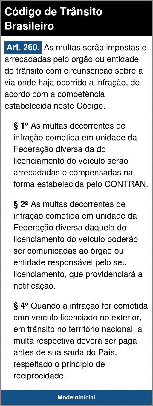 Artigo 260 - CTB / 1997