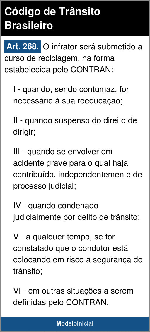 Artigo 268 - CTB / 1997