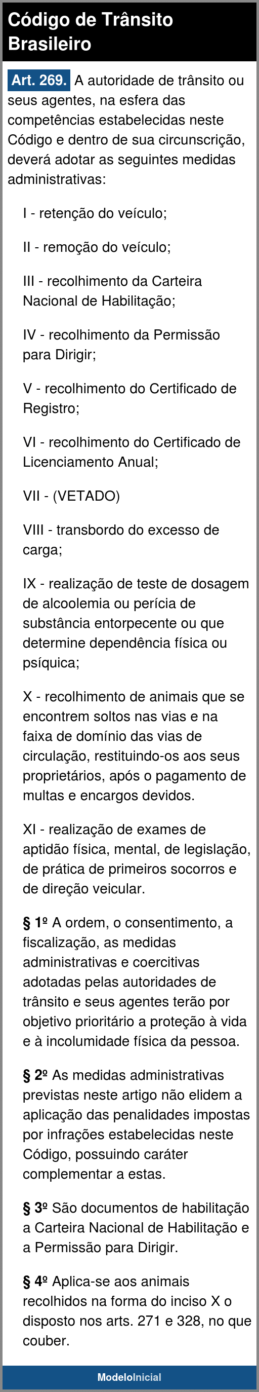 Artigo 269 - CTB / 1997