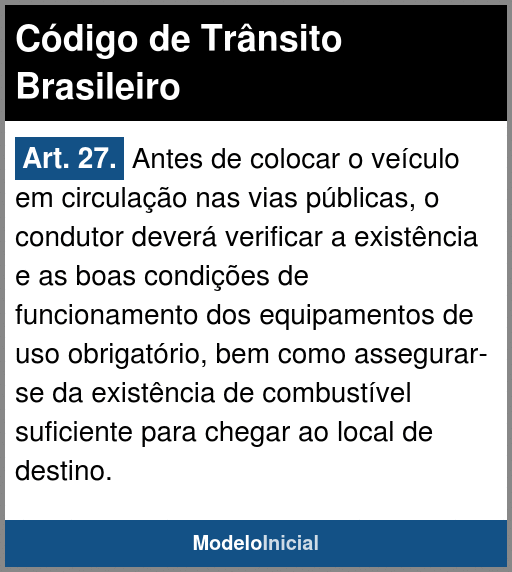 Artigo 27 - CTB / 1997