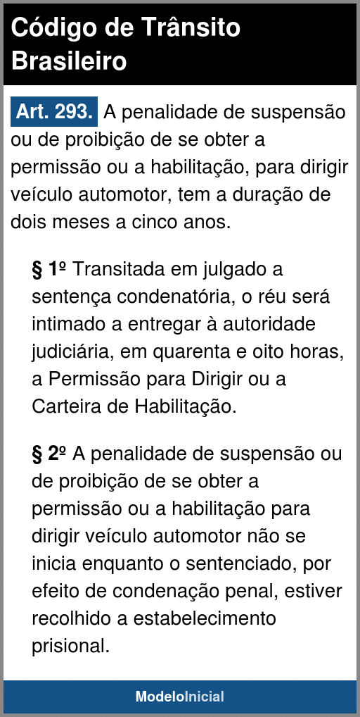 Artigo 293 - CTB / 1997