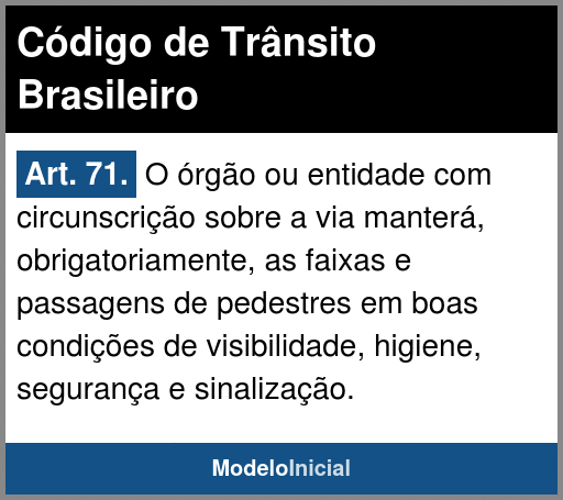 Artigo 71 - CTB / 1997