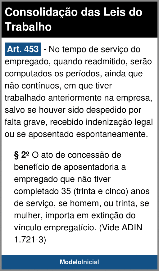Artigo 453 - CLT / 1943