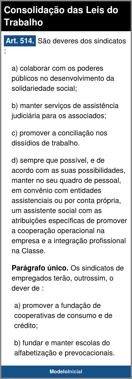 Artigo 514 - CLT / 1943