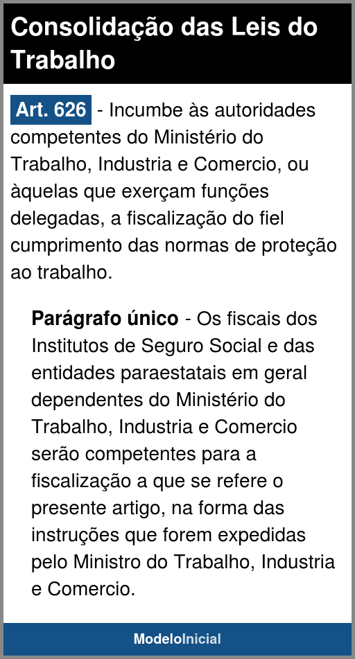 Artigo 626 - CLT / 1943