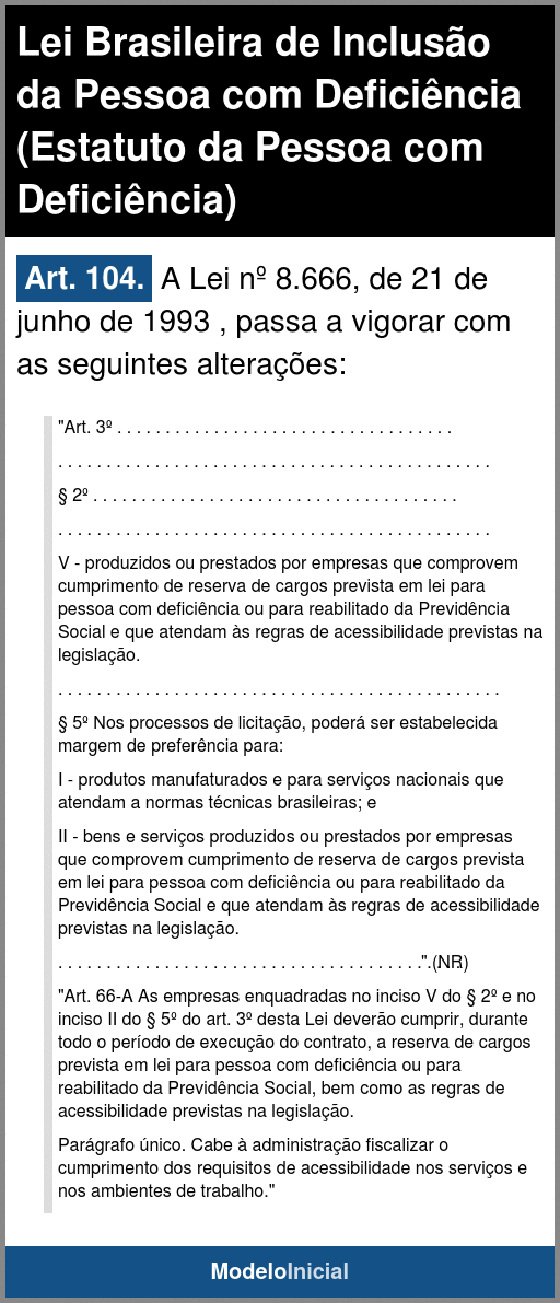 Artigo 104 - Lei Brasileira de Inclusão da Pessoa com Deficiência (Estatuto da Pessoa com ...