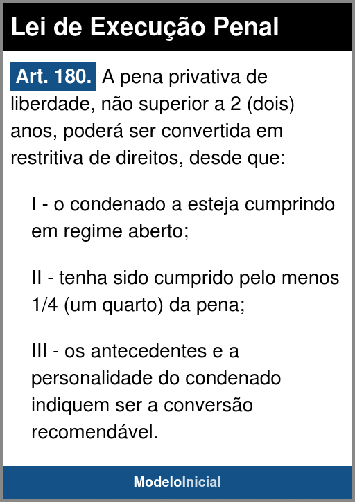 Artigo 180 - LEP / 1984