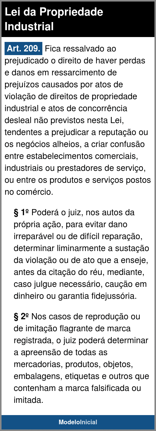 Artigo 209 - LPI / 1996